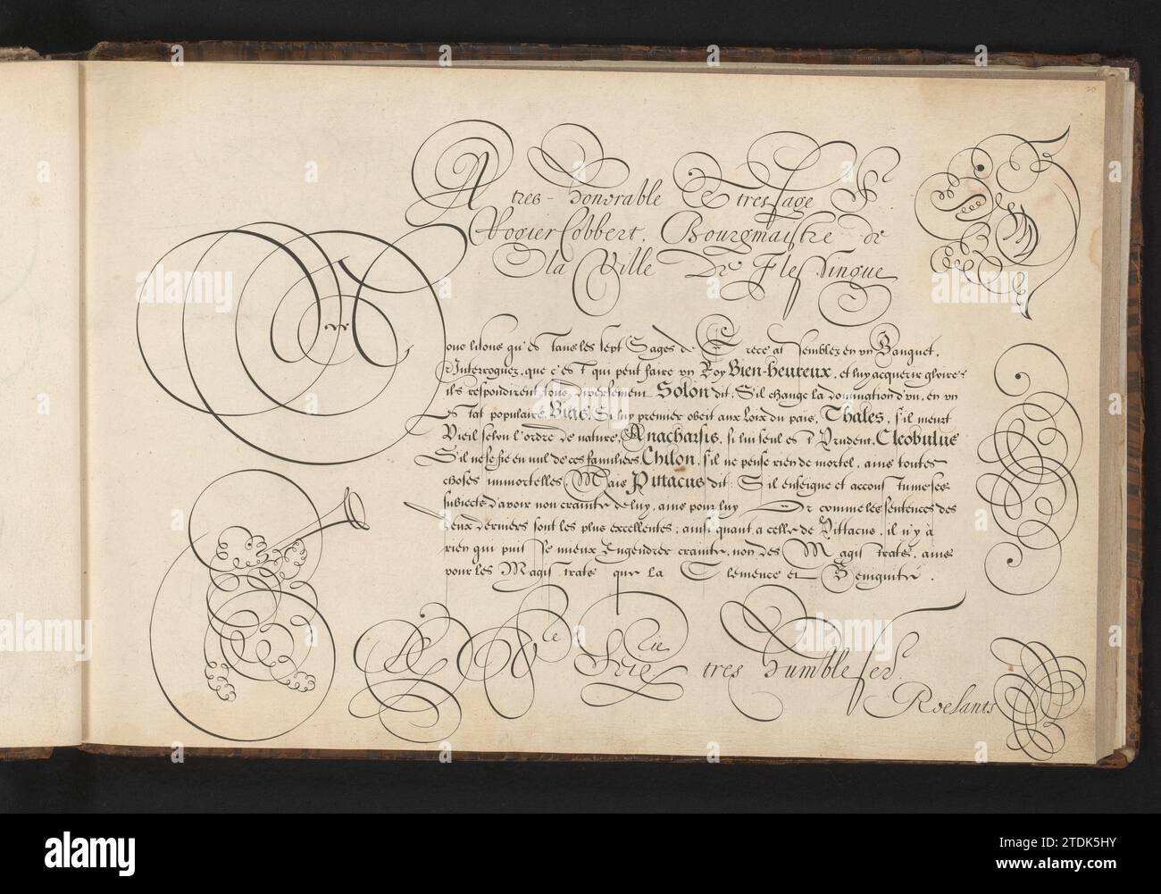 Writing example: Nous Lisons qu'estans les Sept Sages de Grece ...