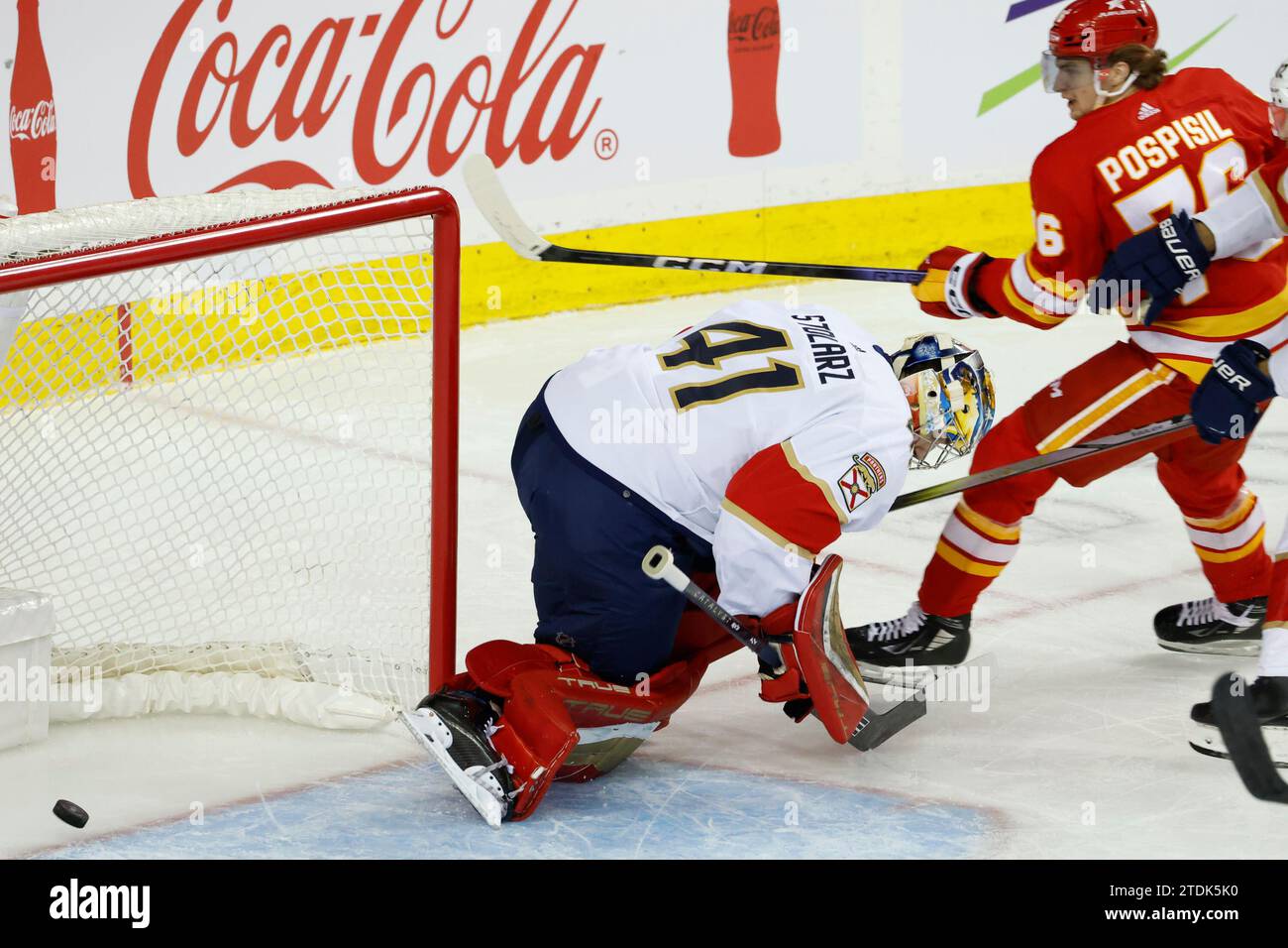 Calgary Flames center Martin Pospisil, right, scores against Florida ...