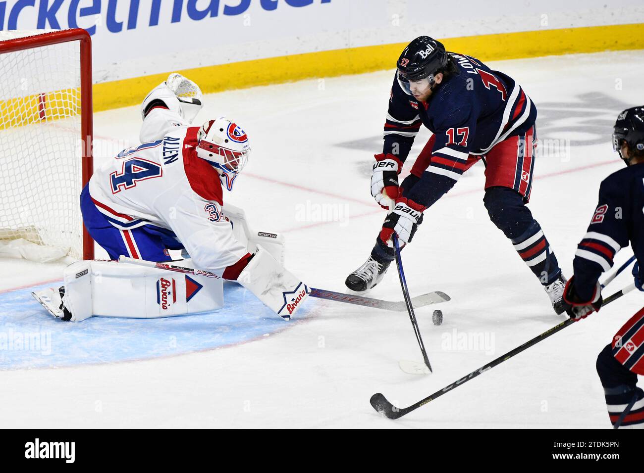 Montreal Canadiens goaltender Jake Allen (34) makes a save against ...