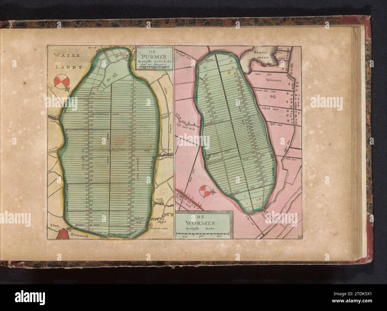 Maps of the Papered Purmer and Wormer, Anonymous, 1735 Two cards of the ...