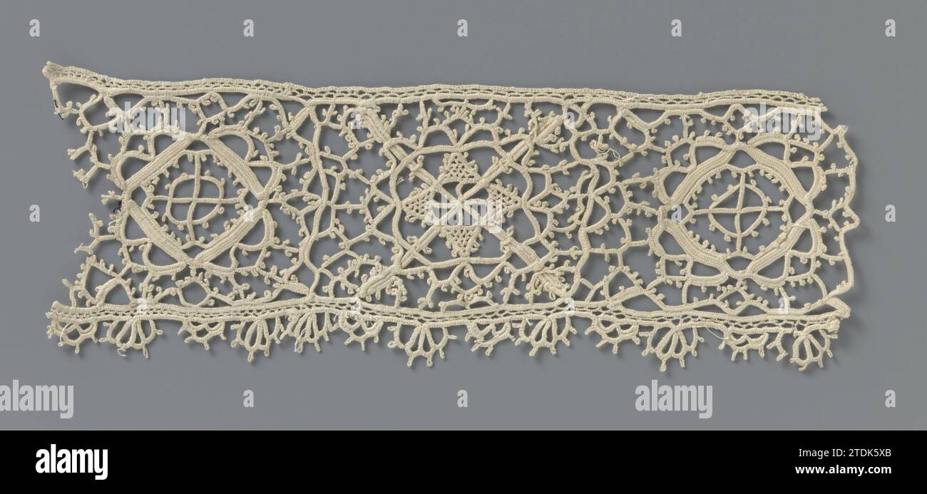 Strip crocheted side with reticella motifs, anonymous, c. 1890 - c ...