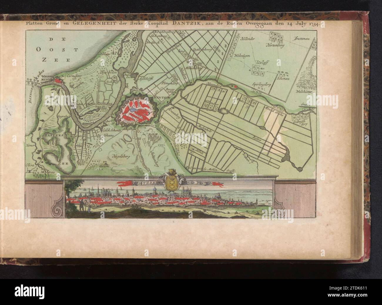 Map of Danzig, 1734, Anonymous, 1735 Map with a map of the Polish city ...