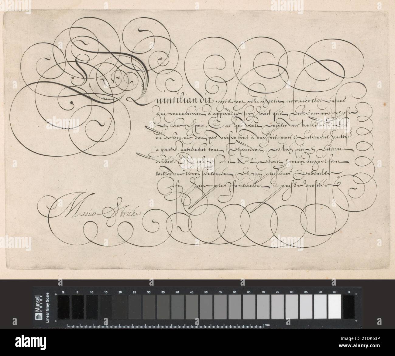 Writing example with capital Q, 1618 Write example in French with ...