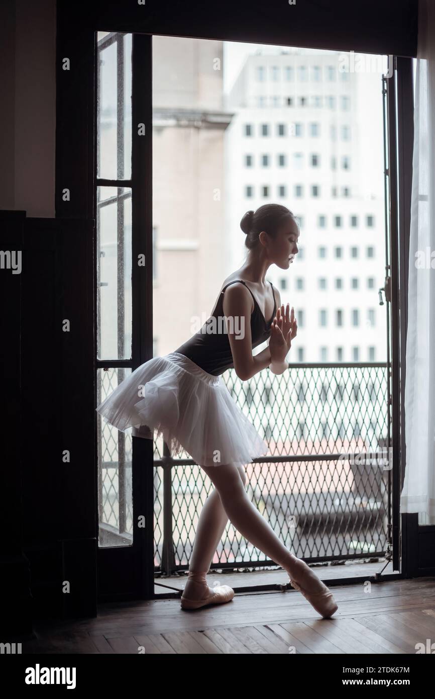 Asian dancer practicing ballet indoors, images of ballet, dance art ...