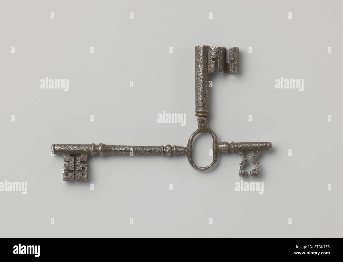 Keys, c. 1800 - c. 1900 Two soldered keys and a third key hinged, of ...