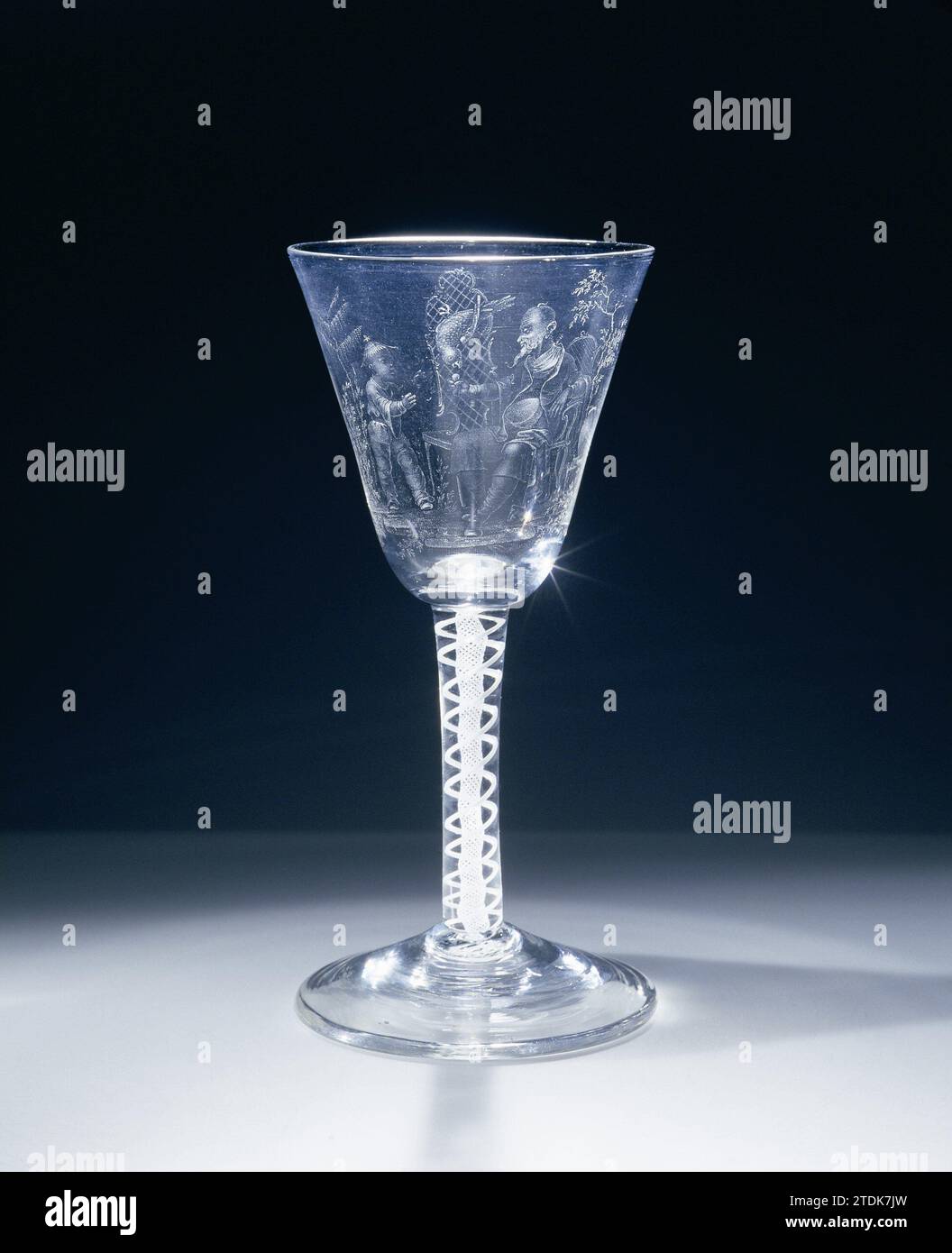 Slinger glass with two Chinese with a parrot, anonymous, c. 1760 - c ...