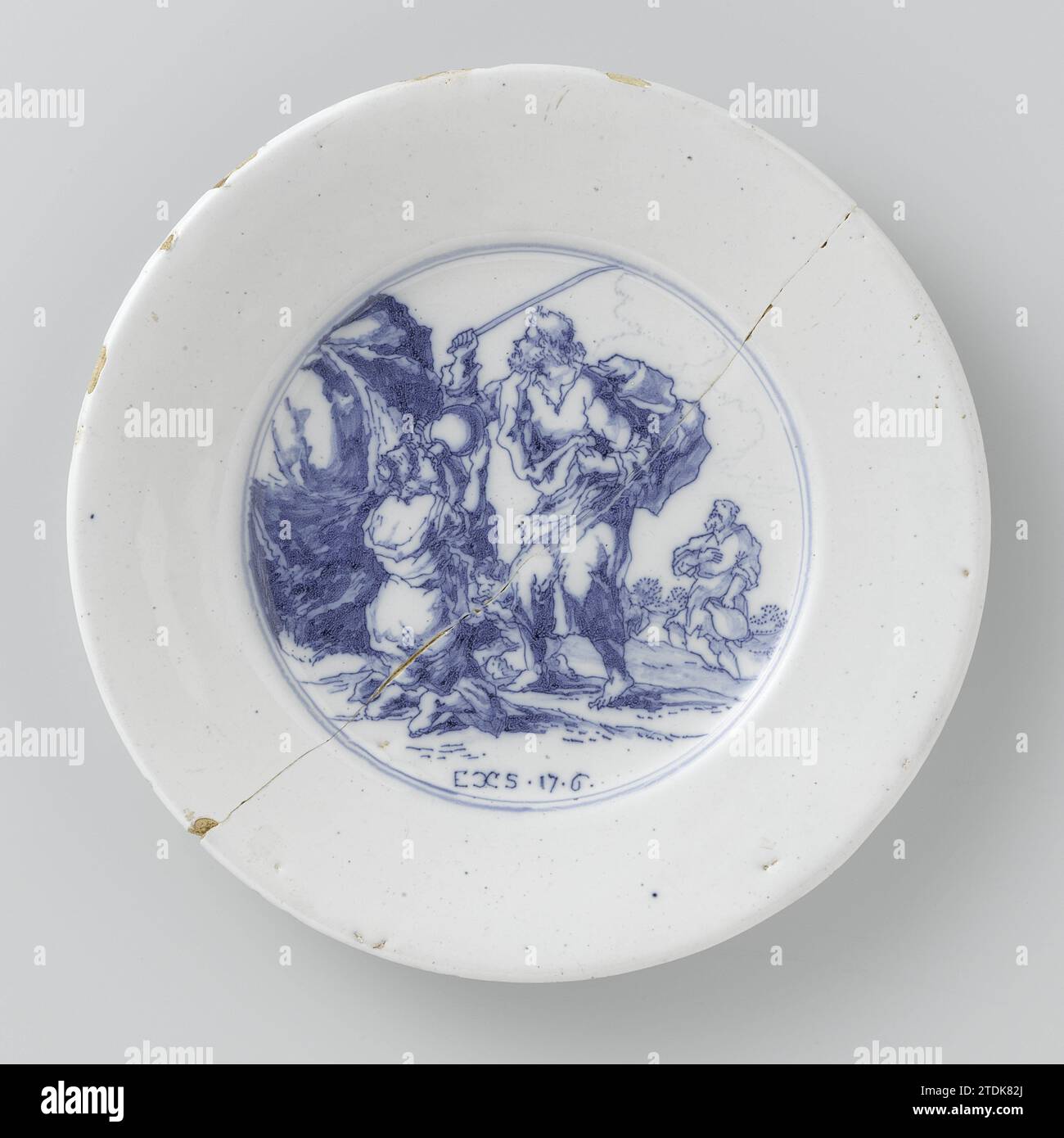 Plate, painted with Moses that hits water from the rock, Anonymous ...