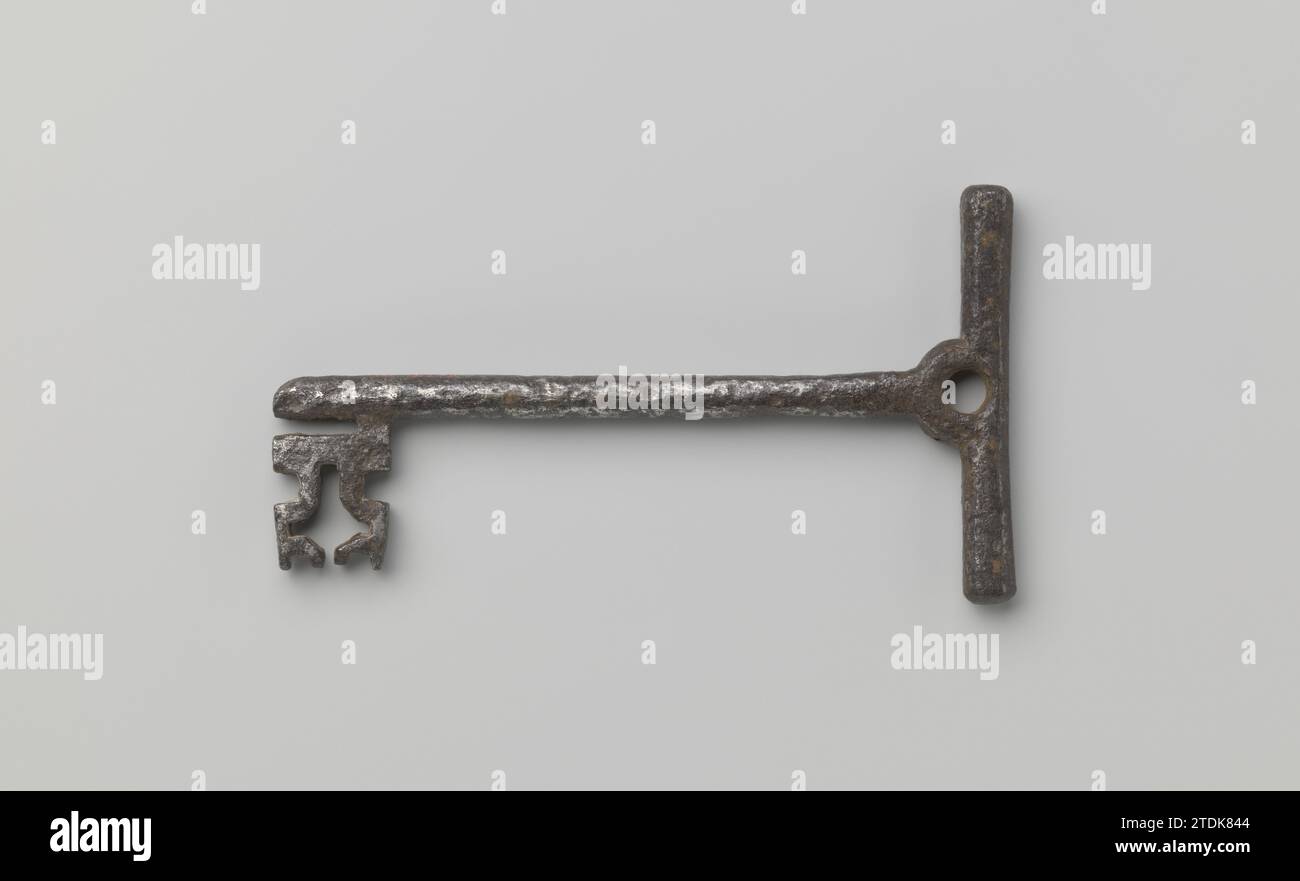Key, 1600 - 1699 Key whose shaft and grab a t form with an eye in the ...