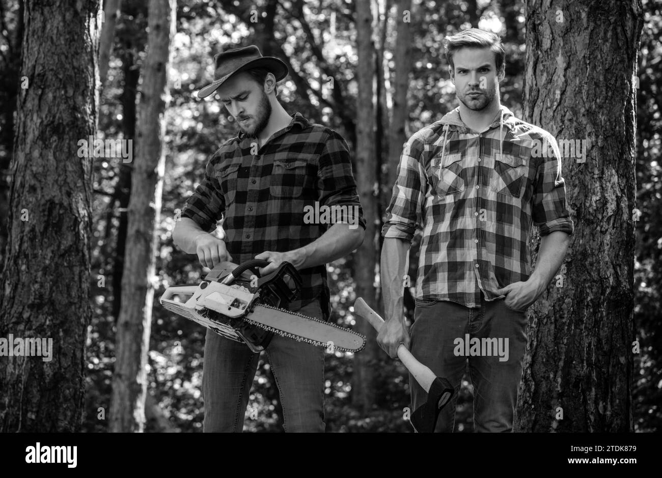 Chainsaw cutting log Black and White Stock Photos & Images - Alamy