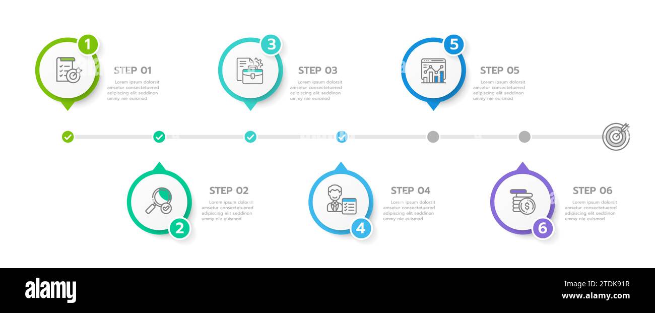 Infographic template for business. 6 Steps Modern Timeline diagram with ...