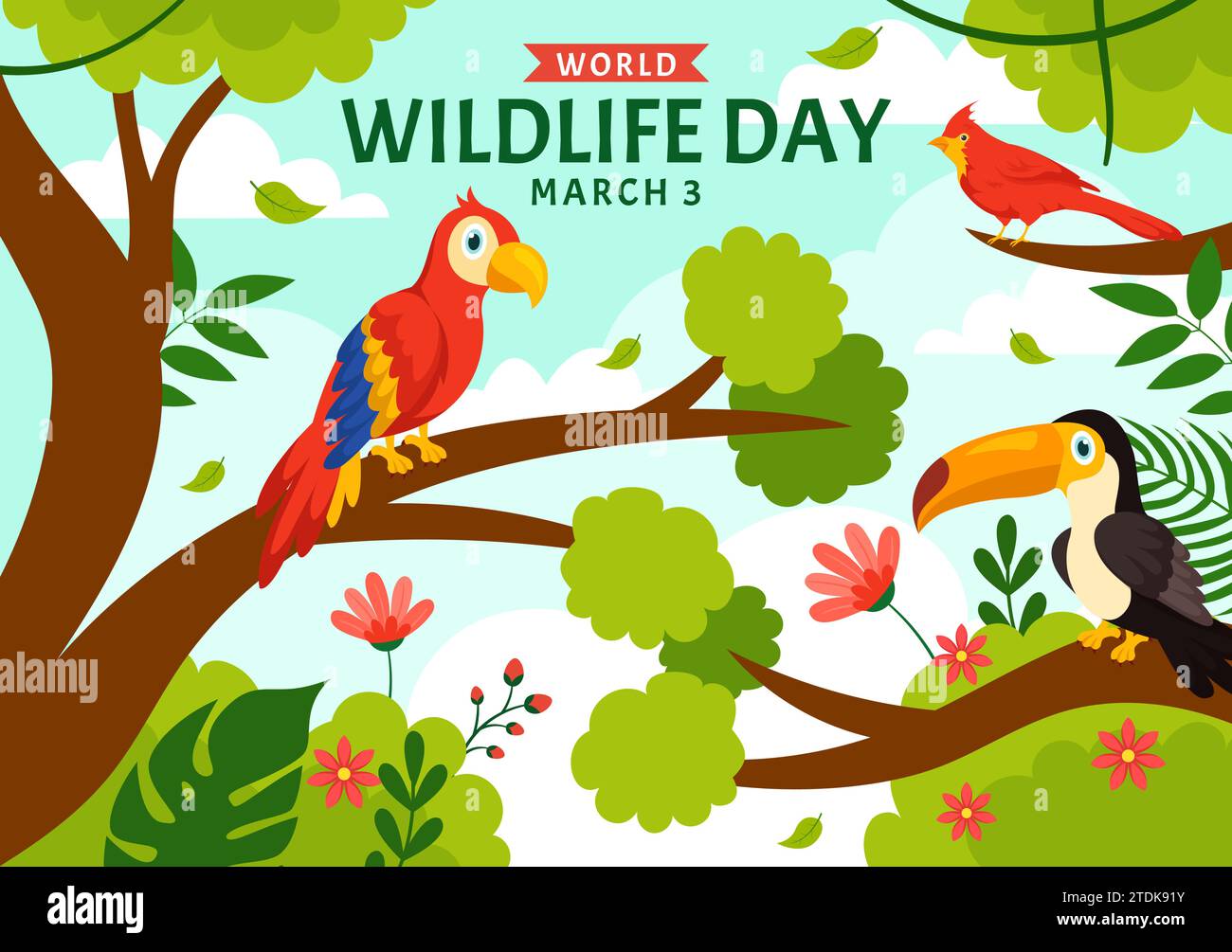 World Wildlife Day Vector Illustration on March 3 with Various a ...