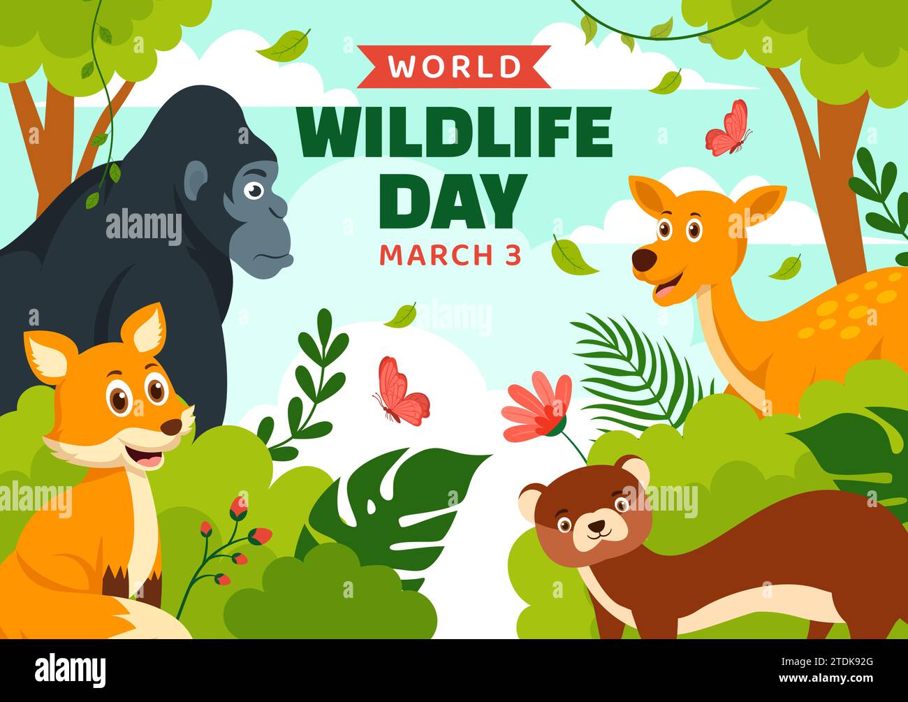 World Wildlife Day Vector Illustration on March 3 with Various a ...