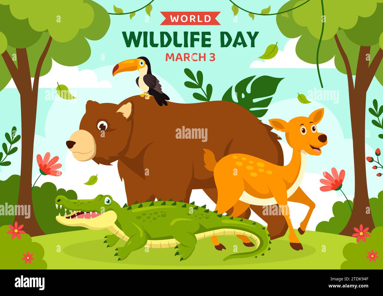 World Wildlife Day Vector Illustration on March 3 with Various a ...