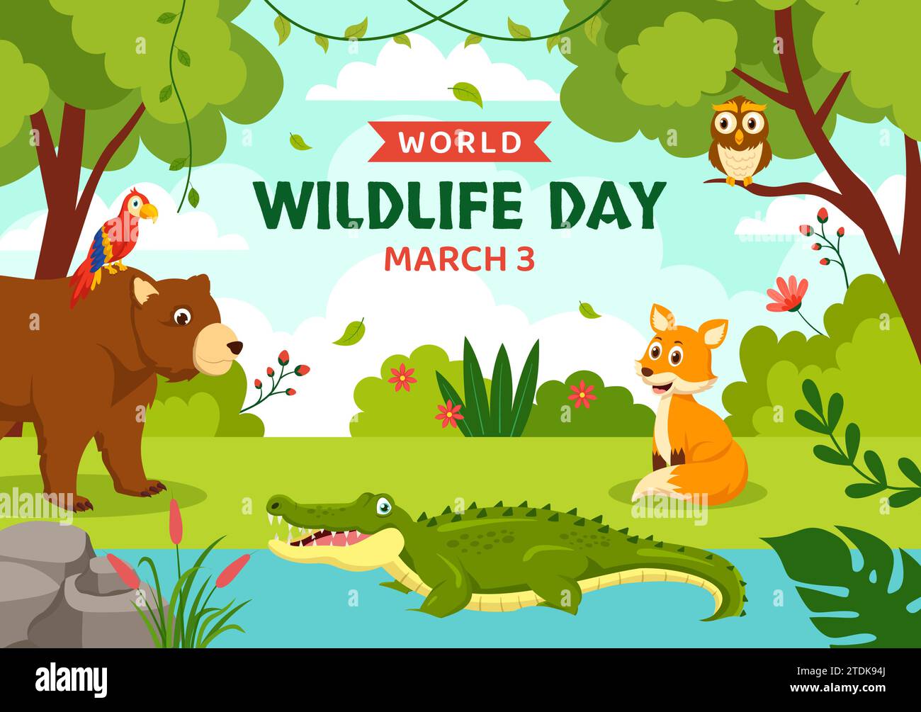 World Wildlife Day Vector Illustration on March 3 with Various a ...