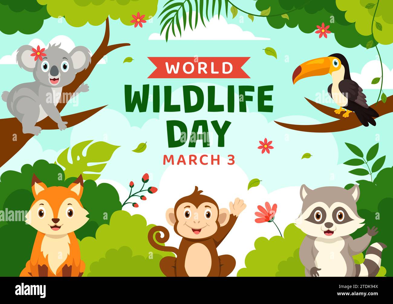 World Wildlife Day Vector Illustration on March 3 with Various a ...