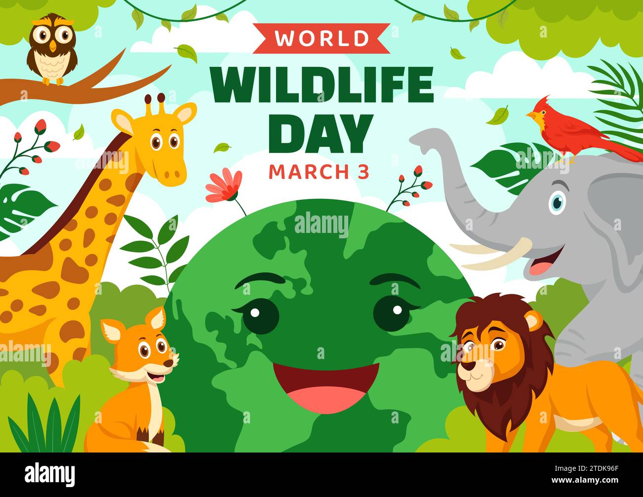 World Wildlife Day Vector Illustration on March 3 with Various a ...