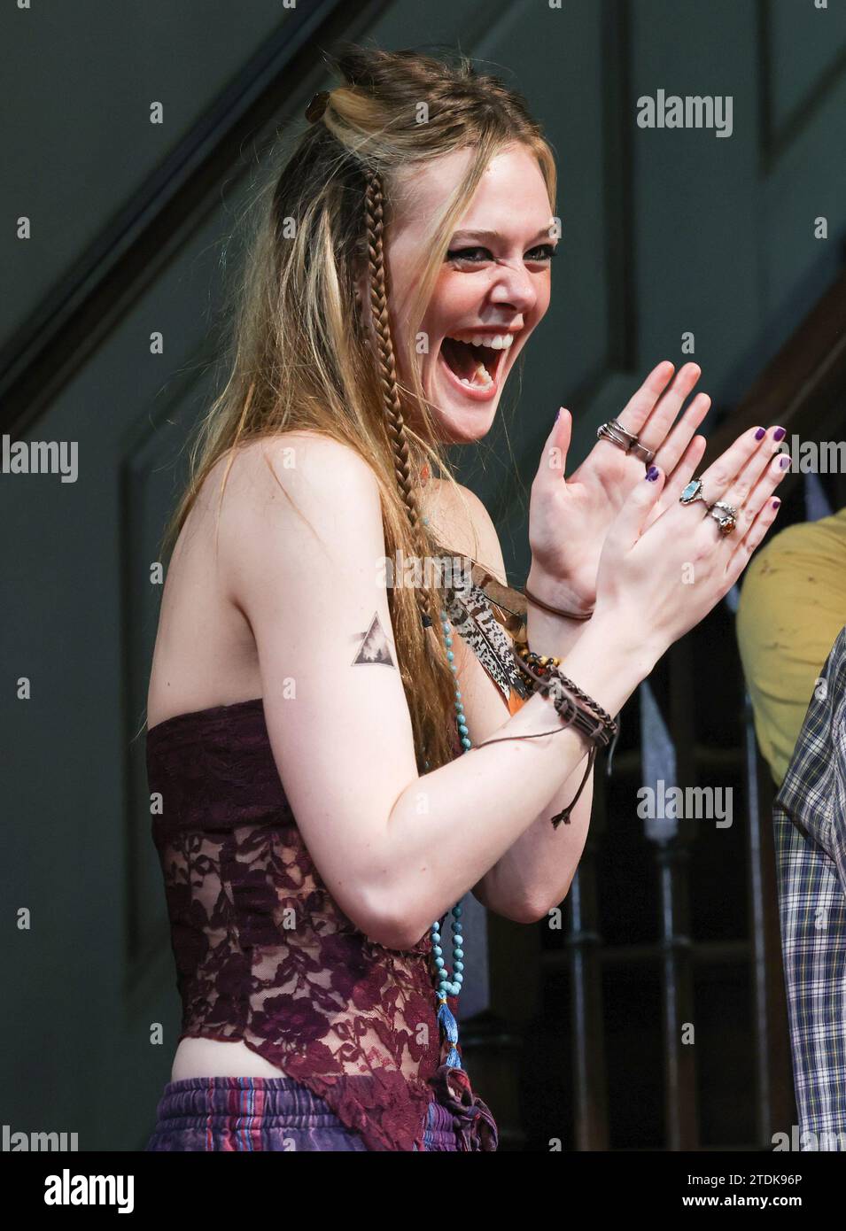Elle Fanning participates in the curtain call during the "Appropriate ...