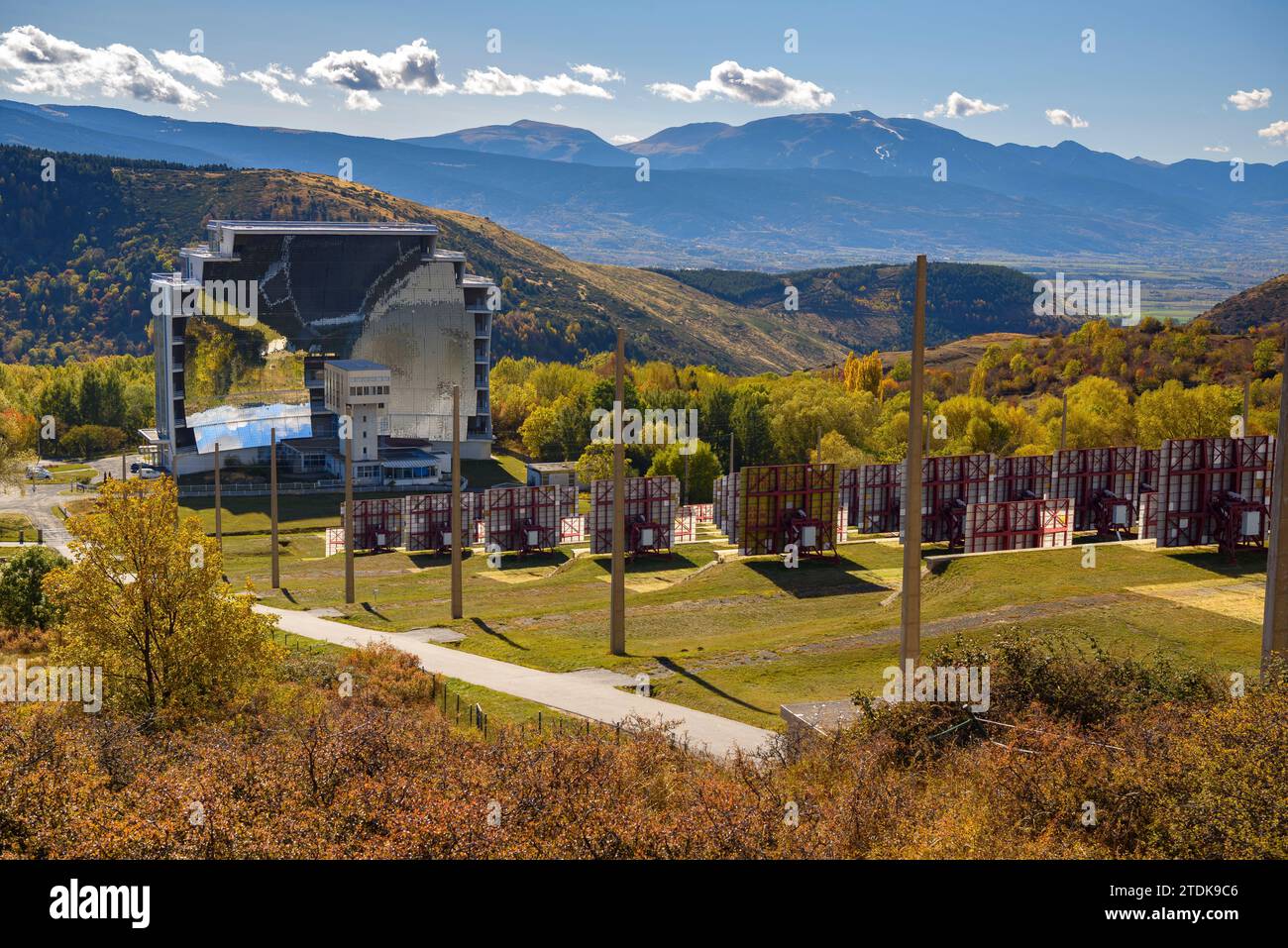 Odeillo solar furnace on an autumn morning. It is the largest solar ...