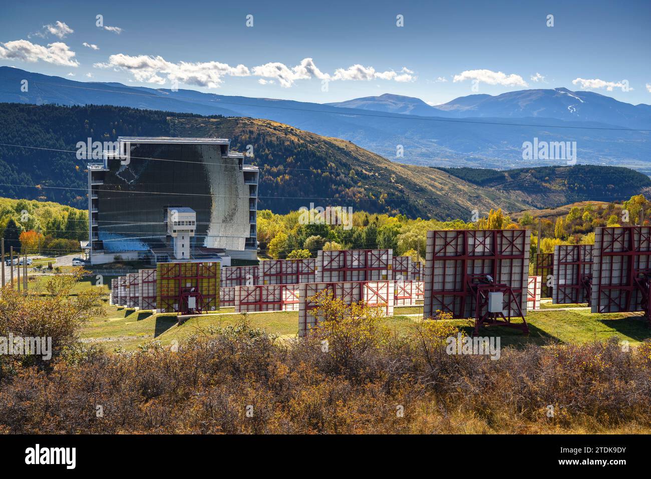 Odeillo solar furnace on an autumn morning. It is the largest solar ...
