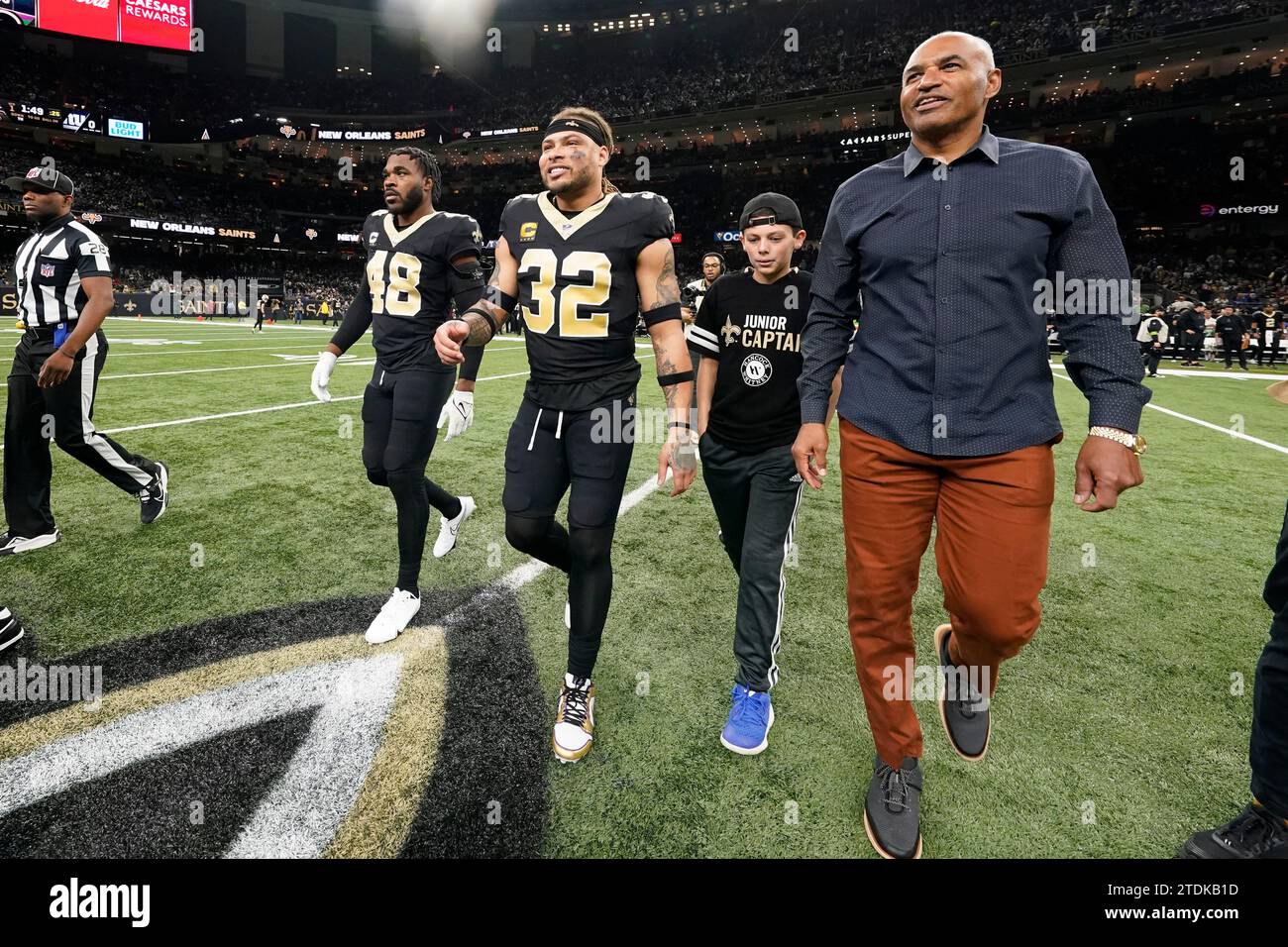 New Orleans Saints safety Tyrann Mathieu (32) walks onto the field for ...