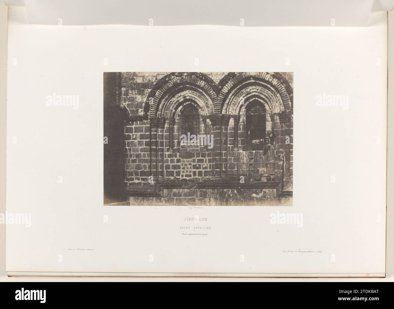 Detail of the facade of the Holy Grafkerk, Jerusalem, Auguste Salzmann ...