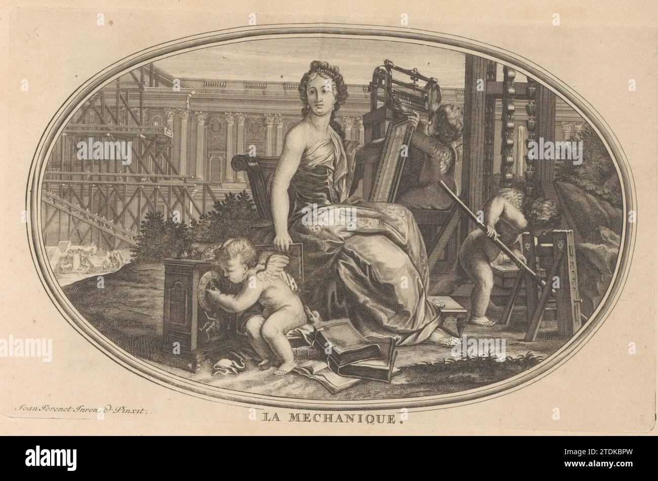 Mechanics, 1695 Ceiling piece with the personification of mechanics ...