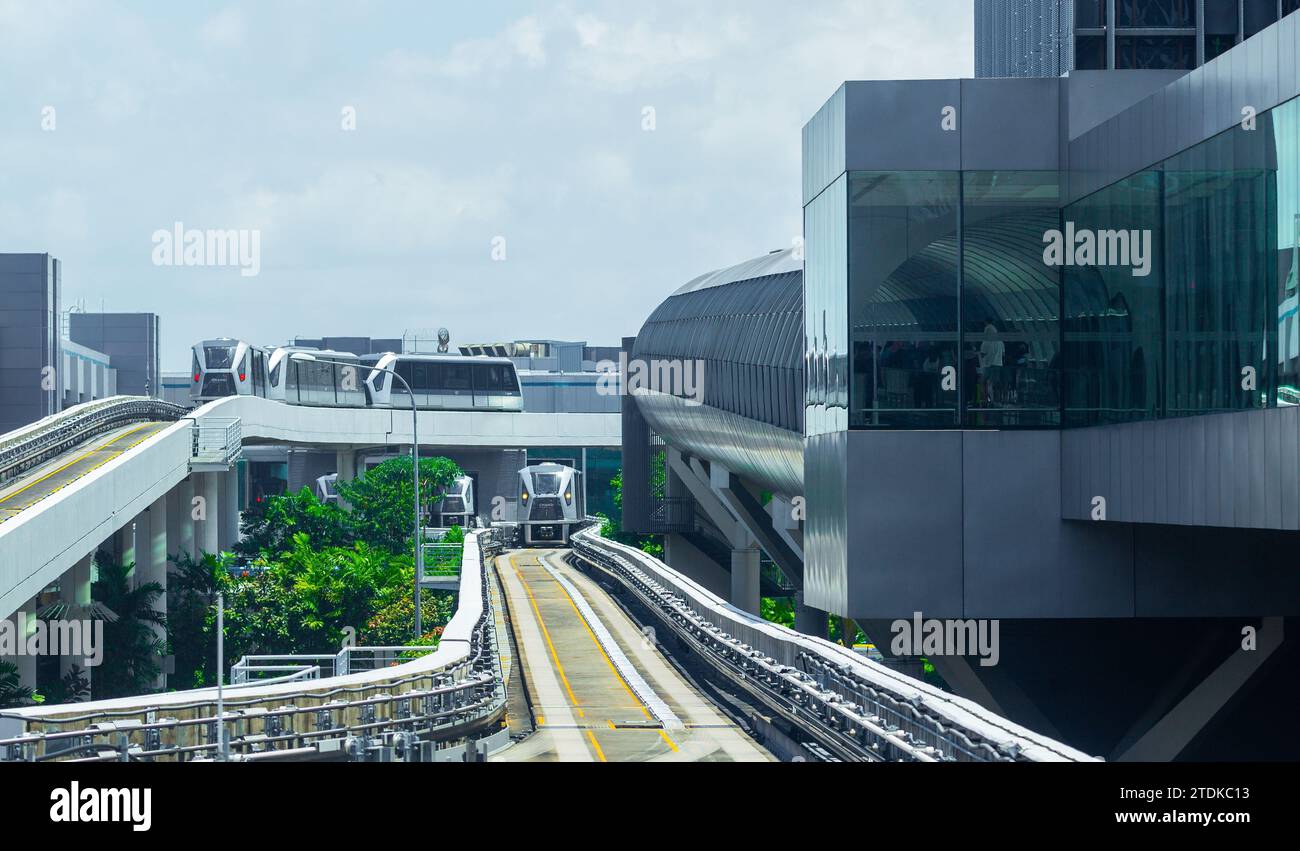 The monorail service at Changi Airport in Singapore, which links the ...