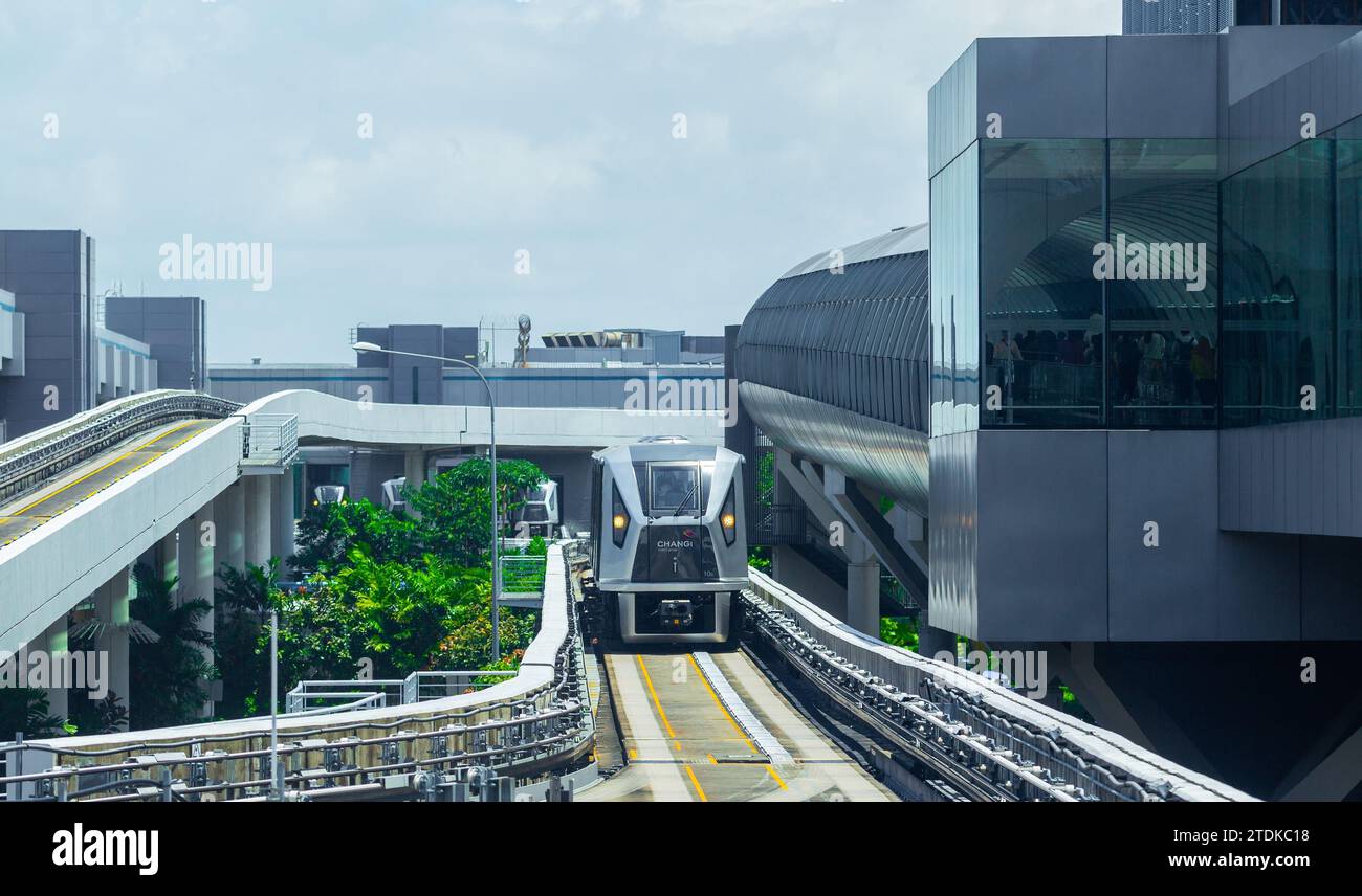 The monorail service at Changi Airport in Singapore, which links the ...