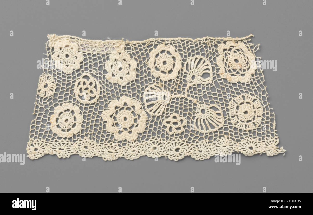Strip crocheted side with triple fan flower between different rosette ...