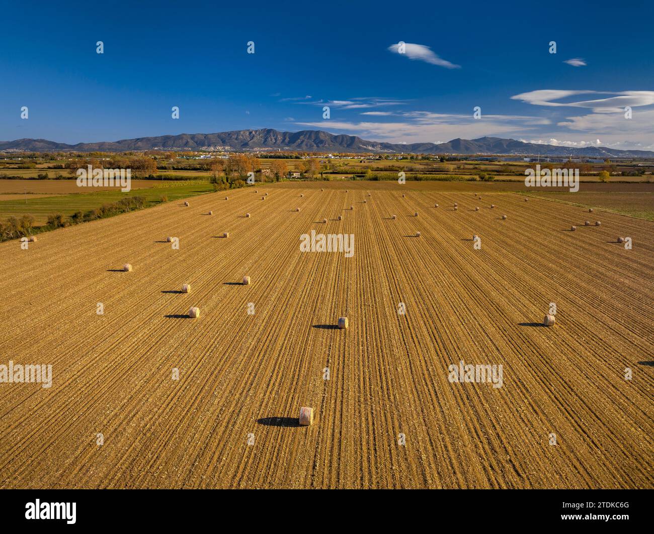 Aerial view of rural environments and fields near Fortià and the ...