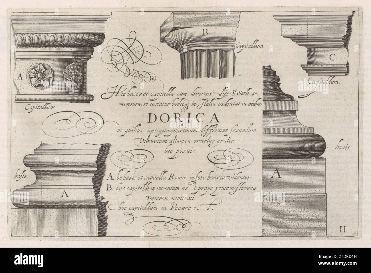 Doric column and Basement, 1620 Details of the Doric column, capitals ...
