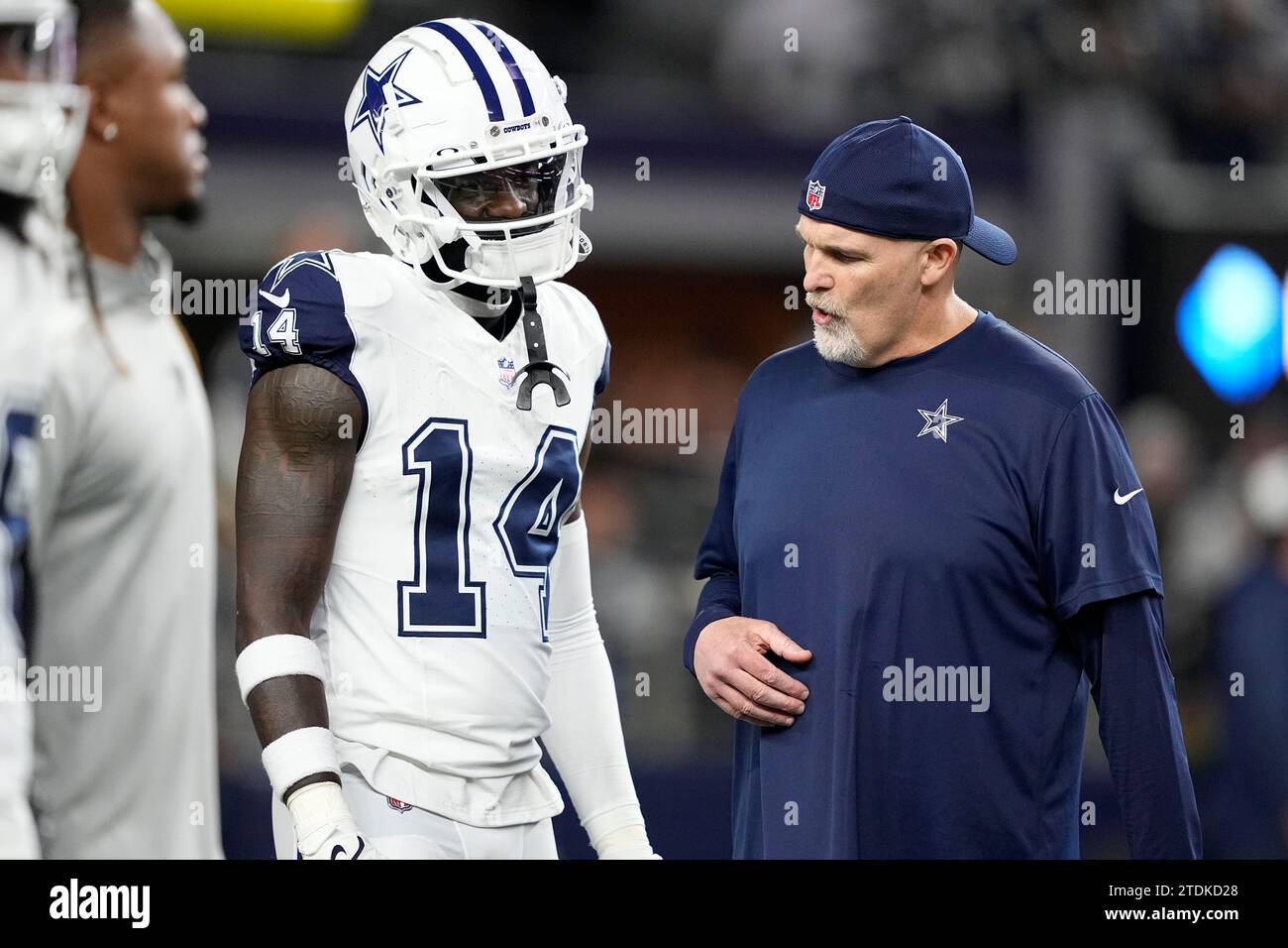 Dallas Cowboys safety Markquese Bell (14) talks with defensive ...
