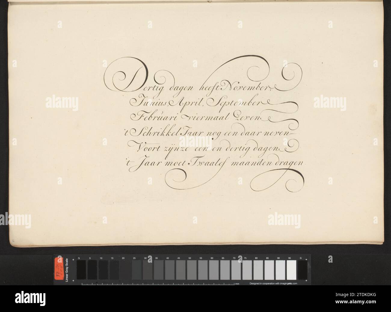 Writing example: Thirty days has November (...), Bastiaan Boers, 1660 ...