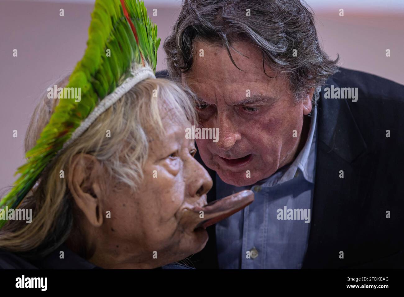 FILE - Indigenous Chief Raoni Metuktire, left, and Belgian filmmaker ...