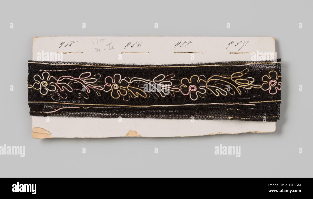 Cardboard with black lace intermediate brush with rose, yellow and ...