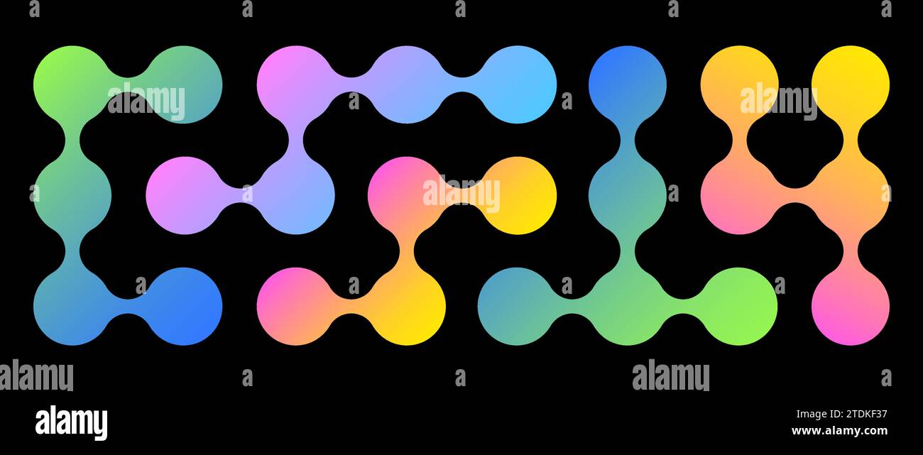 Iridescent meta ball set. Colorful connected morph dots. Liquid blob ...