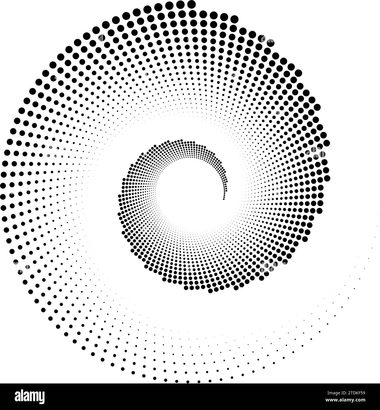 Dotted spiral lines element. Radial spinning halftone form. Circle ...