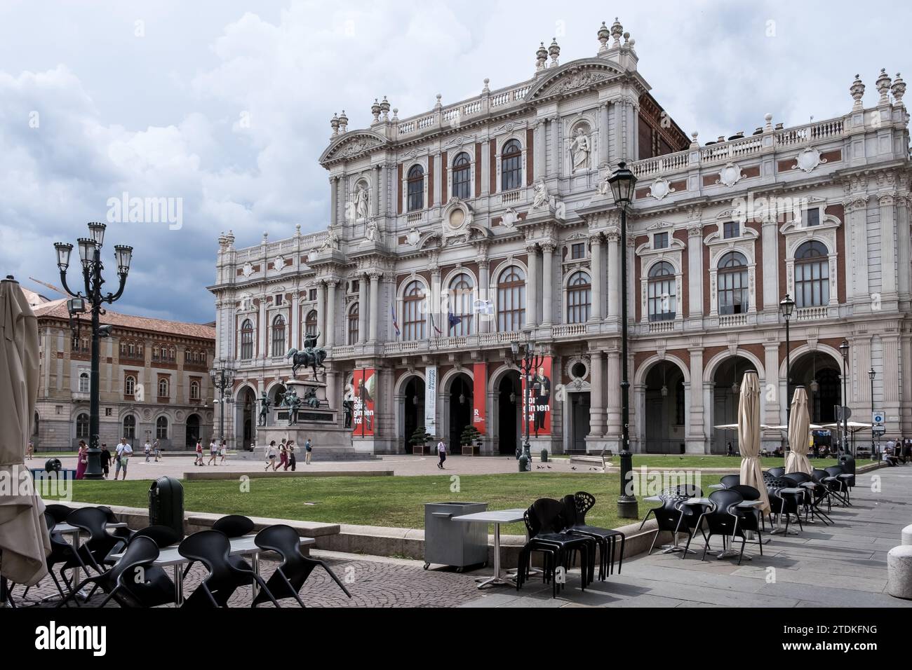 View of the 19th-century rear facade of Palazzo Carignano on Piazza ...