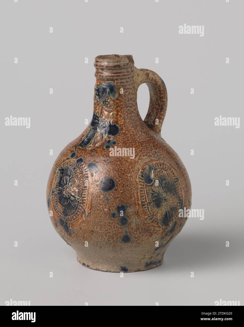 Jug (Bartmann jug) with a flower in a medallion, anonymous, c. 1600 - c. 1749 Jug (beard fancier ...