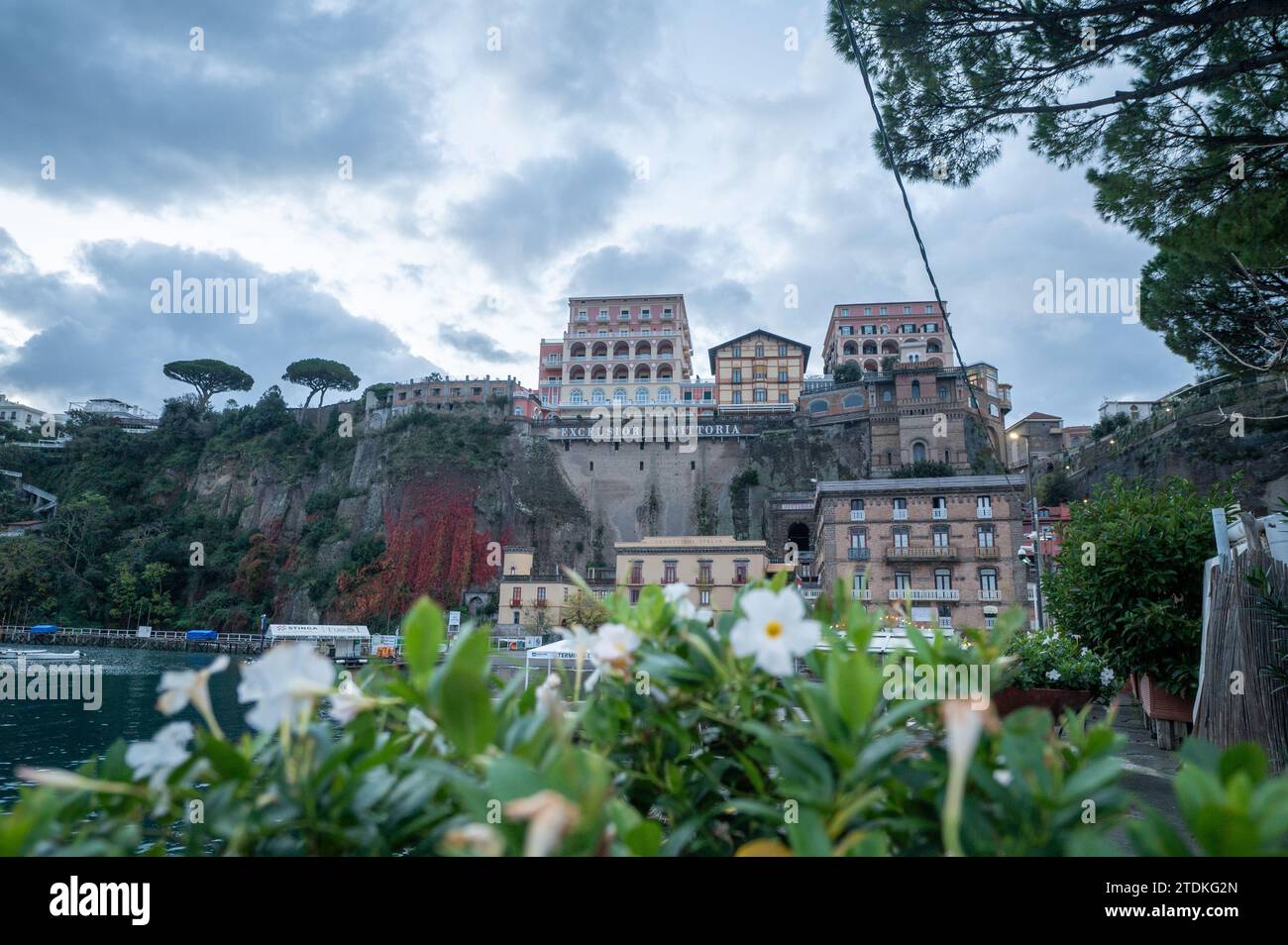 Sorrento, Italy : 2023 November 19 : View of the harbor and cliffs of ...