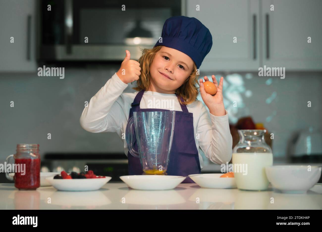 Chef child cooking. Child making tasty delicious. little boy in chef ...