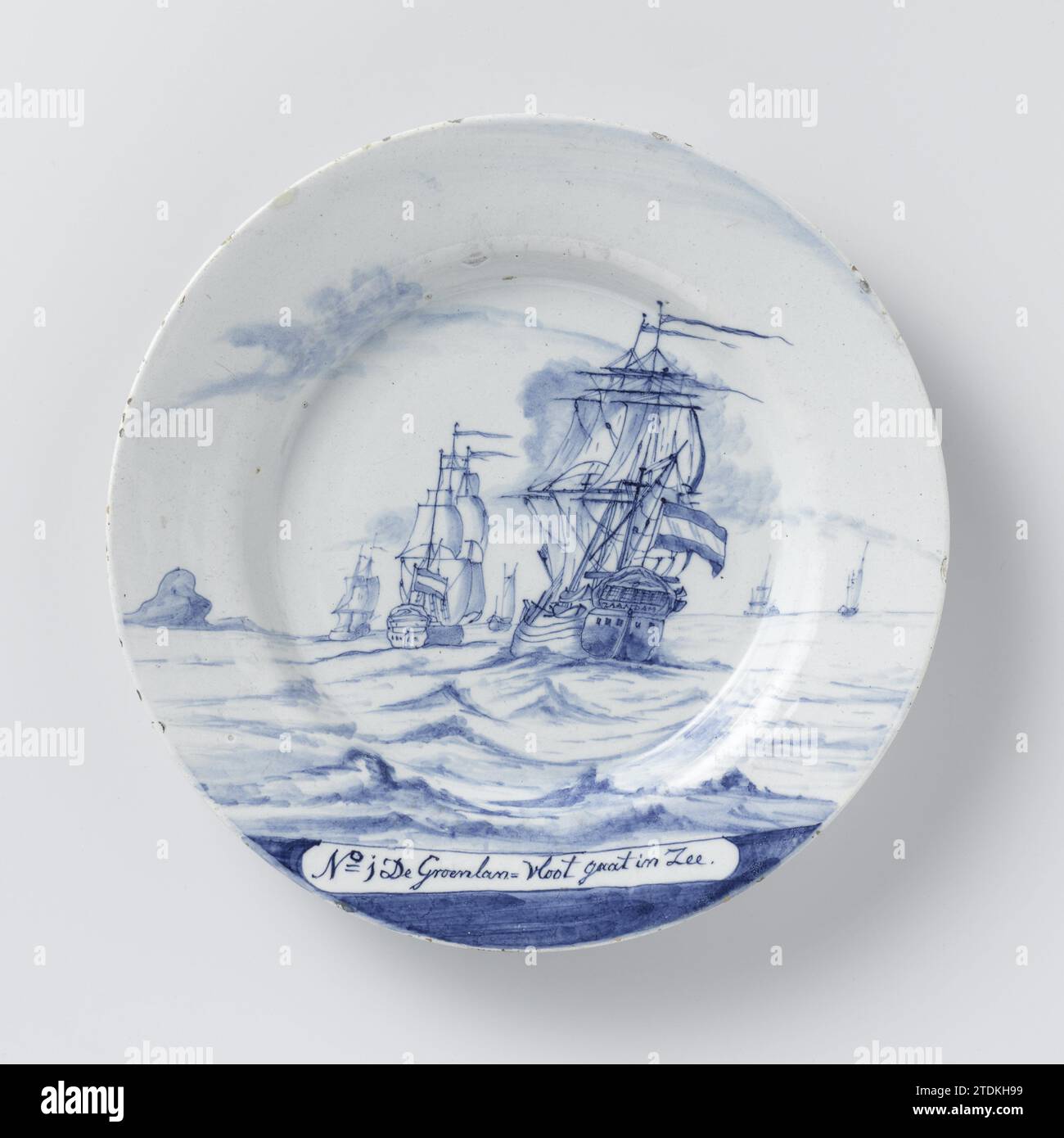 Plate with six ships, the Porceleyne Byl, c. 1750 - c. 1780 Fowence ...