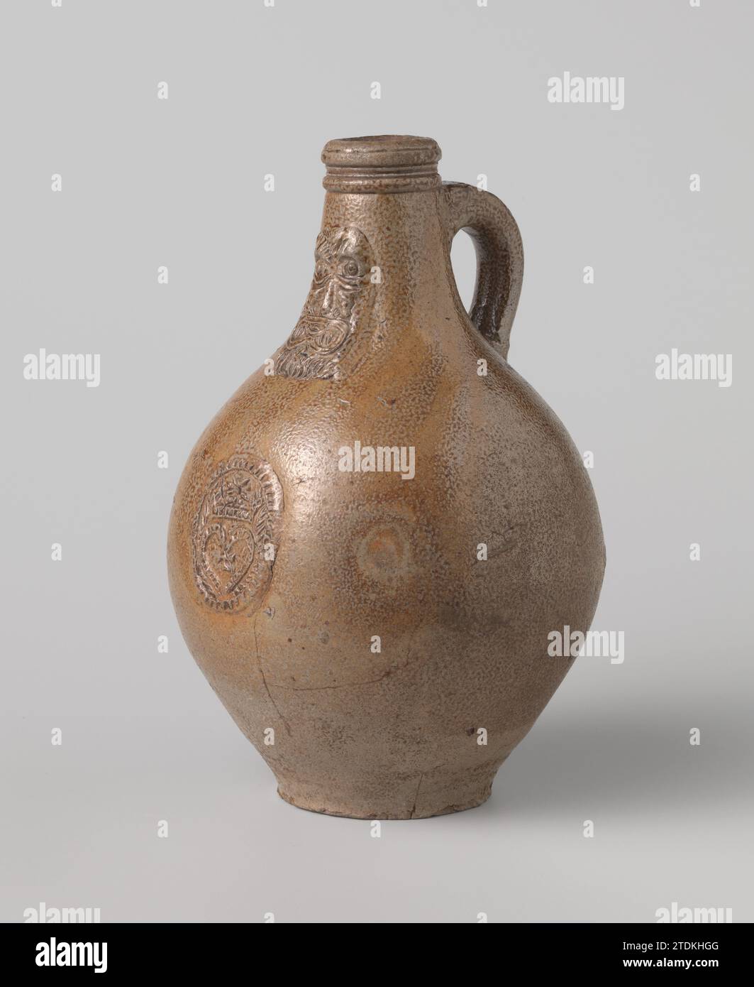 Jug (Bartmann jug) with a crowned heart in a medallion, anonymous, c. 1600 - c. 1749 Jug (beard ...