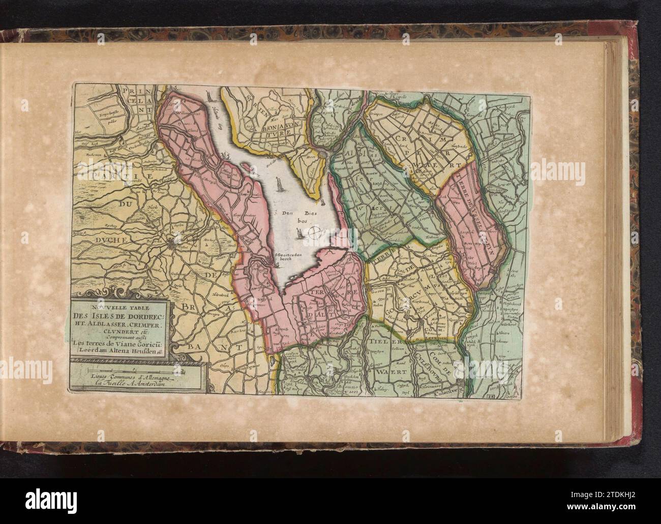 Map of land around the Biesbos, Anonymous, 1735 Map of land with cities ...