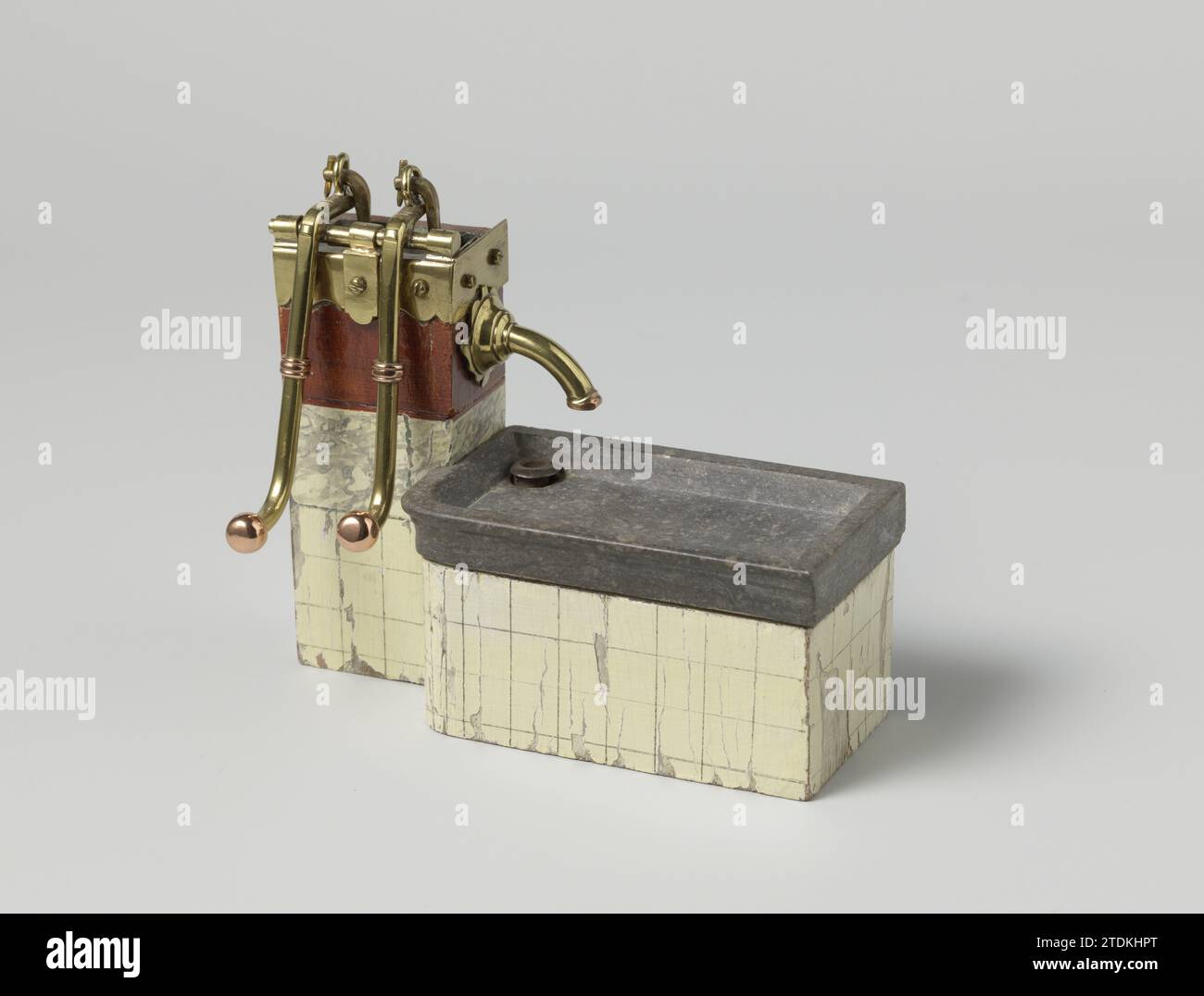 Pump with two sweats and sink, anonymous, c. 1750 Pump made of wood ...