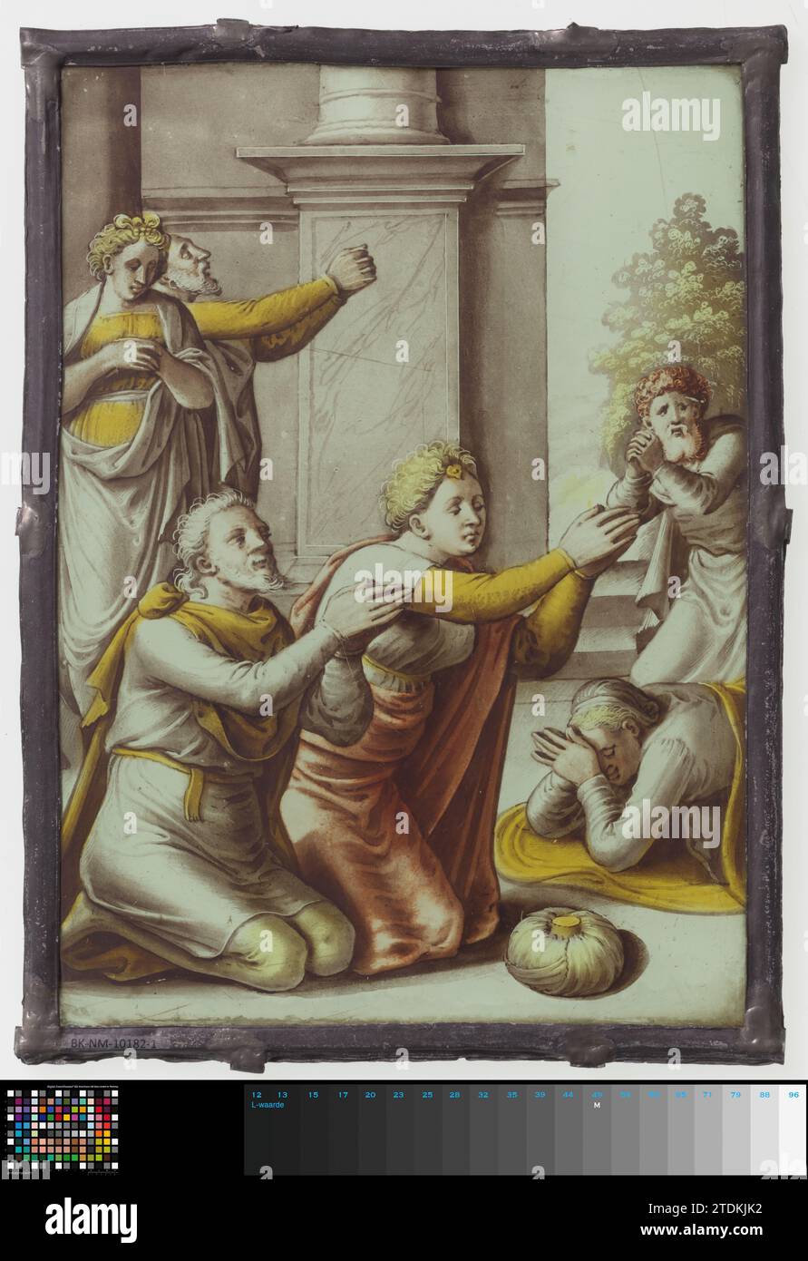 Window with praying figures and Adam in paradise, anonymous, c. 1630 ...