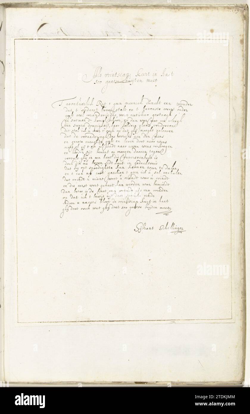 Poem about friendship, c. 1660 - c. 1680 Poem entitled a saying of ...