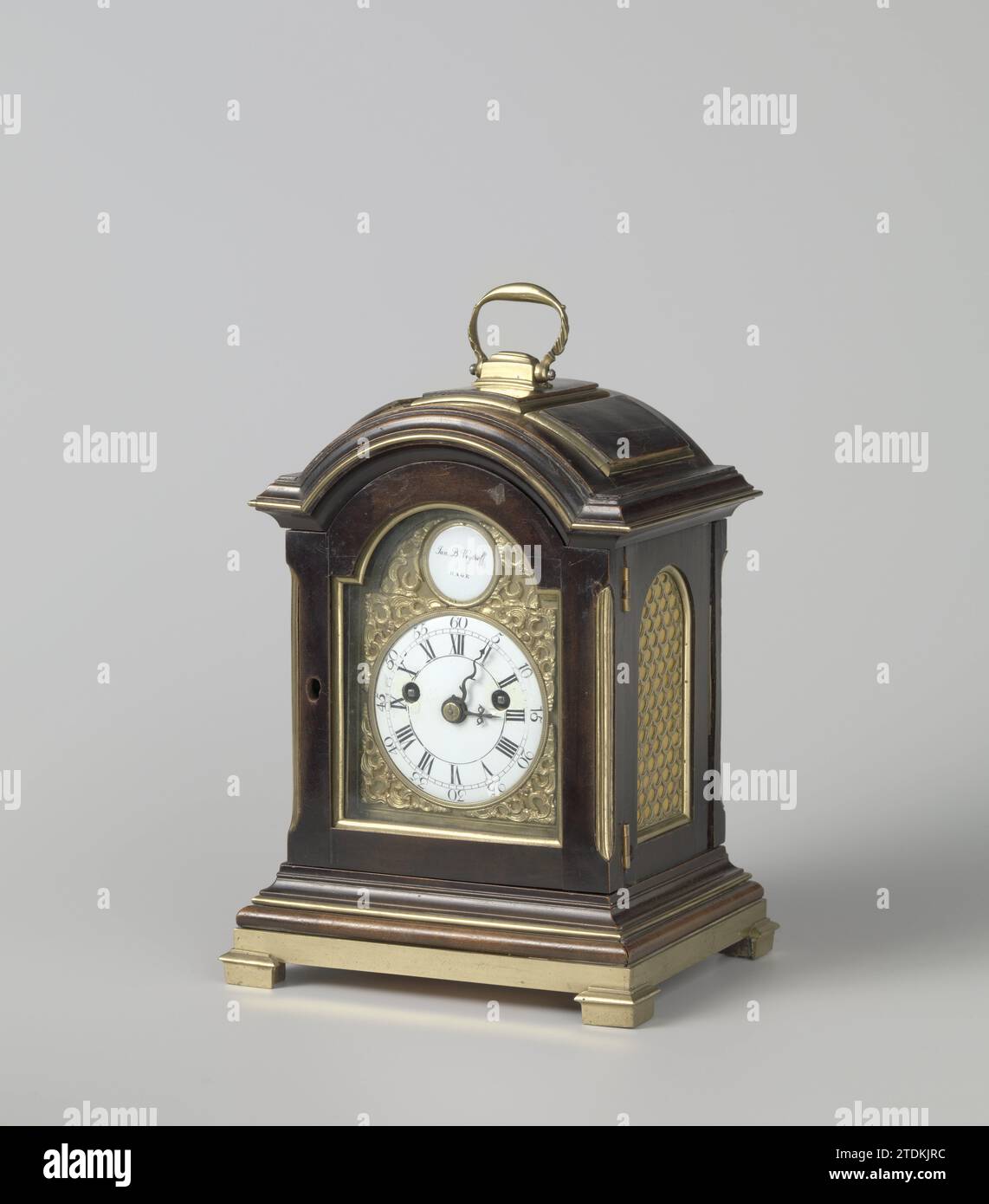 Table clock in a wardrobe of walnut with brass batter, Johan Bernardus ...