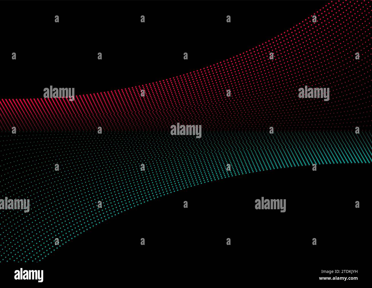 Red and cyan dotted wavy lines abstract technology background ...