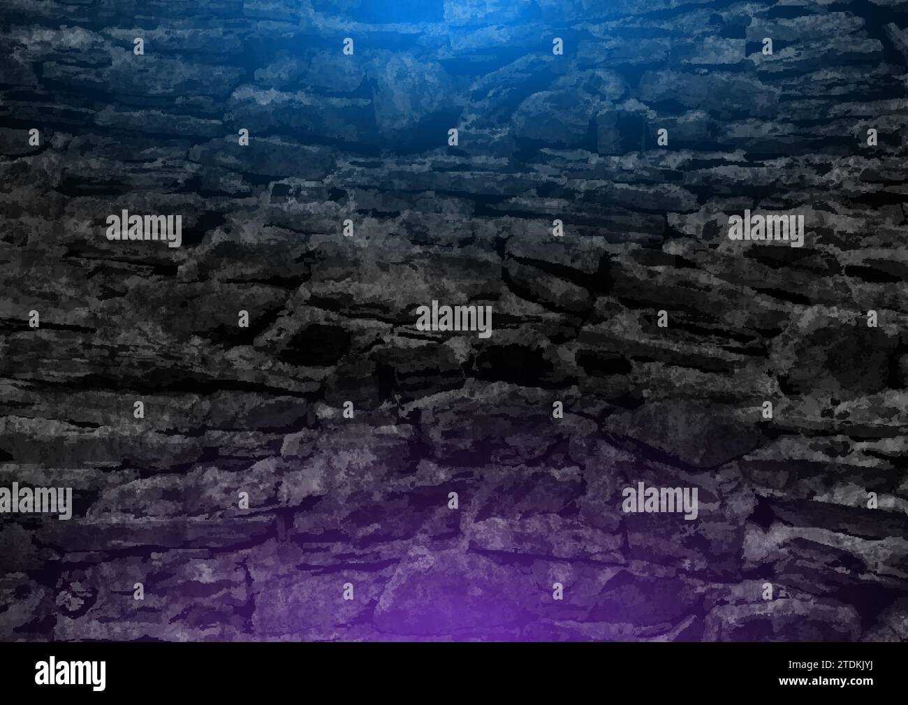 Grunge black stone wall with blue violet neon illumination abstract ...